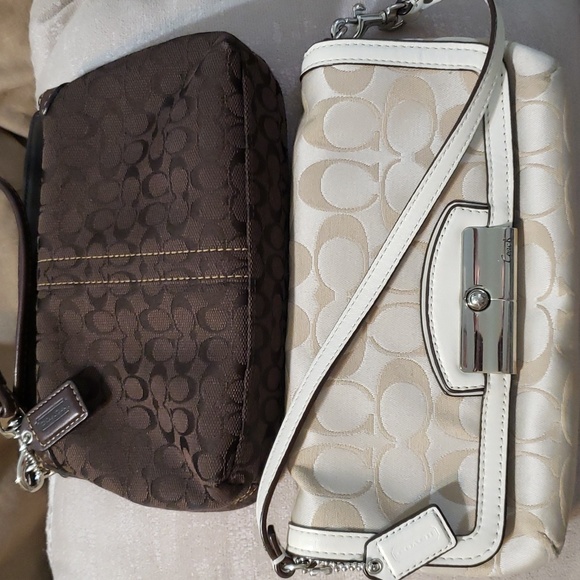 Coach | Bags | 2 Coach Wristlet Brown And Cream Authentic | Poshmark